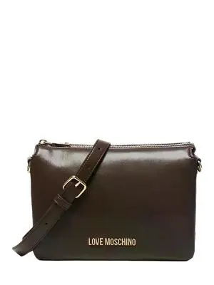 Moschino Logo-plaque Zip-top Shoulder Bag - Brown