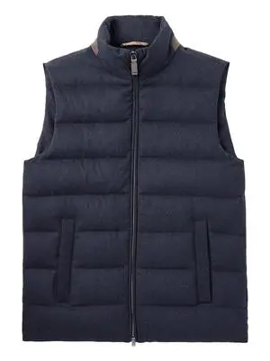 Herno Suede-trimmed Quilted Down Gilet - Blue