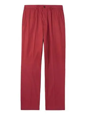 Dunhill Slim-fit Straight-leg Pleated Cotton-gabardine Chinos - Red