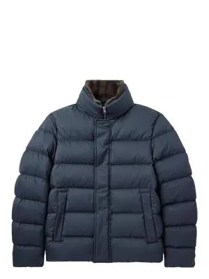 HERNO Quilted Twill Down Jacket With Plush Trim
