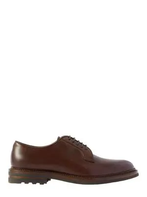 Brunello Cucinelli Leather Derby Shoes Dark Brown