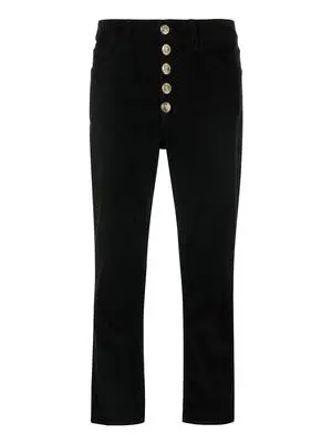 DONDUP Cropped Straight Leg Trousers - Black