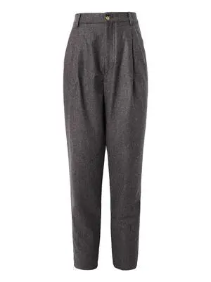 Brunello Cucinelli Straight-leg Pleated Virgin Wool-flannel Trousers - Gray