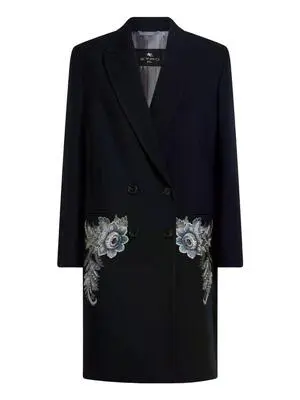 Etro Embroidered Double-breasted Boat - Blue