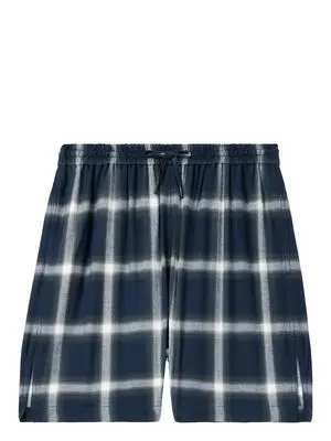 Acne Studios Rannel Straight-leg Checked Cotton-flannel Drawstring Shorts - Blue