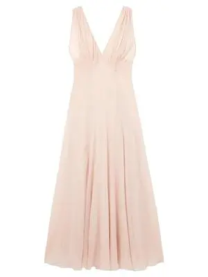 Saint Laurent Pleated Silk-chiffon Maxi Dress - Neutrals
