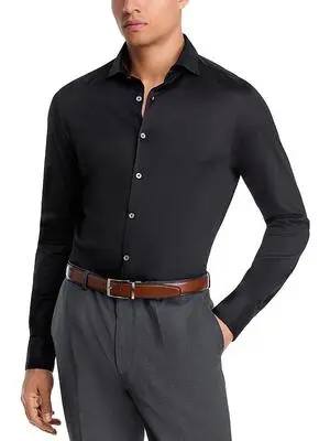 Canali Cotton Jersey Slim Fit Sport Shirt - Black