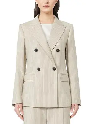 Max Mara Wool Blend Flannel Blazer - Beige