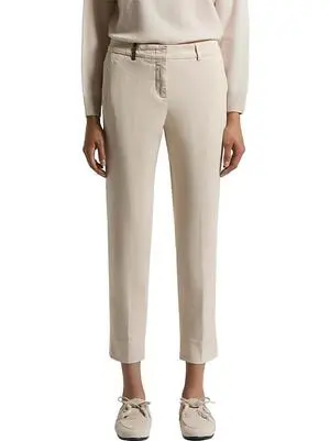 Peserico Slim Leg Pants - Pearl Beige