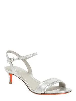 Santoni Leather Mid-heel Sandals - Silver