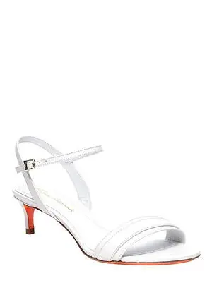 Santoni Leather Mid-heel Sandals - White