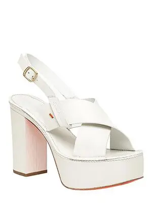 Santoni Leather High-heel Sandal - White