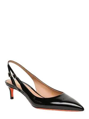 Santoni Patent Leather Slingback Heels - Black