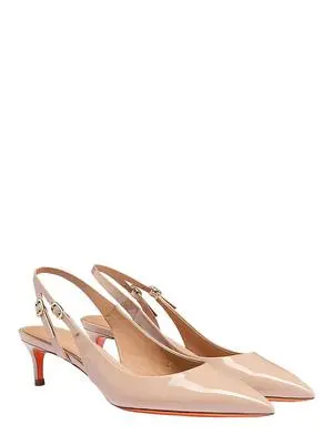 Santoni Patent Leather Slingback Heels - Pink