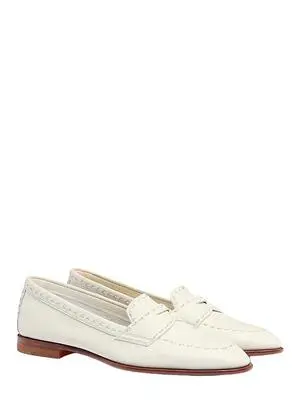 Santoni Tumbled Leather Penny Loafer - White