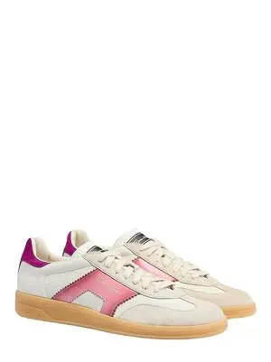 Santoni Leather And Suede Sneakers - White And Violet
