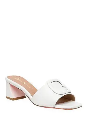 Santoni Leather Mid-heel Sandal - White