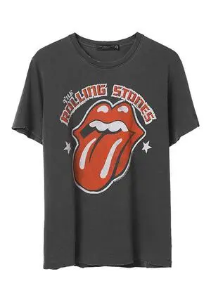Junk Food Clothing The Rolling Stones Hot Lip Stars Vintage Tee - Vintage Black