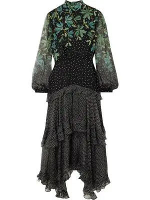 Saloni Jolie-c Asymmetric Tiered Maxi Dress - Multi