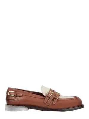 Sandro Contrasting Leather Loafers - Natural