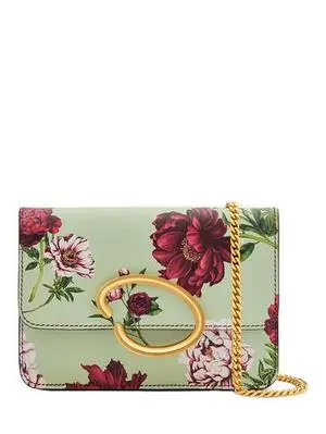 Oscar De La Renta Peony Printed Leather Pochette - Natural