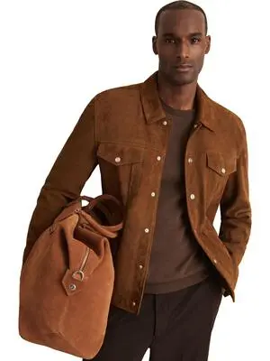 REISS Edington Suede Trucker Jacket