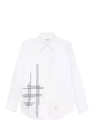 Thom Browne Blanket-stitch Degradé Shirt - White