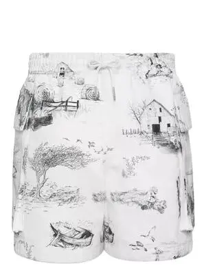 Thom Browne Graphic-print Cargo Shorts - White
