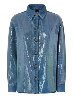 Pinko Sequin-embellished Denim Shirt - Blue