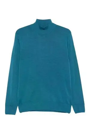 Canali High-neck Wool Sweater - Blue