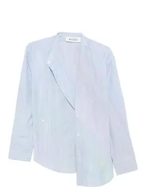 RÓHE Striped Asymmetrical Cotton Shirt - Blue