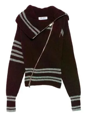 Attico Striped Zip-front Cardigan - Red
