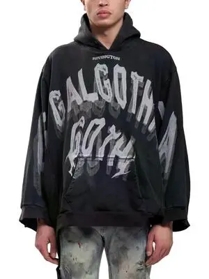 RRR123 Graphic-print Hoodie - Black