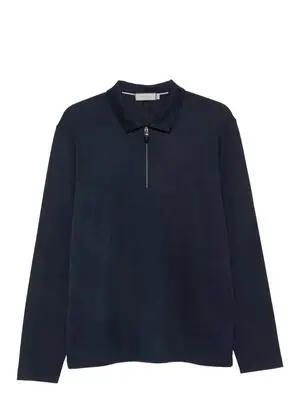 Canali Zip-neck Long-sleeve Sweater - Blue