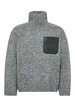 JW Anderson High-neck Sweater With Leather Pocket - Grey