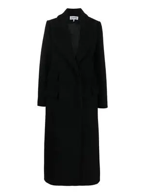 Loewe Single-breasted Wool Coat - Black