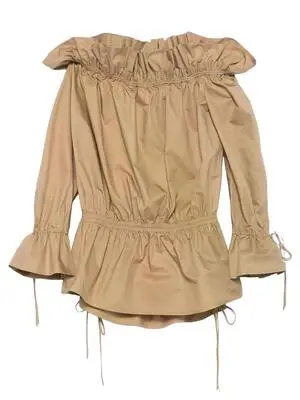 Saint Laurent Off-shoulder Mini Dress - Brown