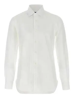 BARBA NAPOLI Honeycomb-pattern Cotton Shirt - White