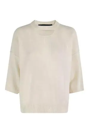 Federica Tosi Short-sleeve Wool-cashmere Sweater - Neutrals