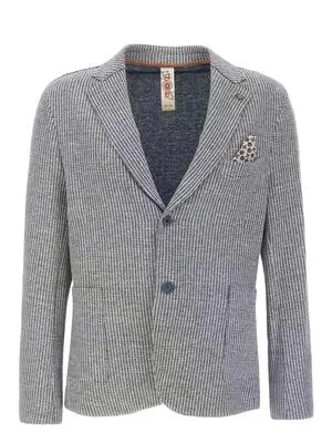 BOB Textured-weave Blazer With Peak Lapels - Blue