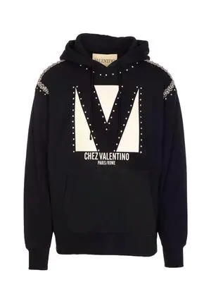 Valentino Garavani Crystal-embellished Hoodie - Black