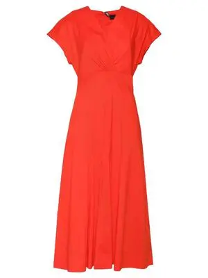 CLIPS Poplin V-neck Dress - Red