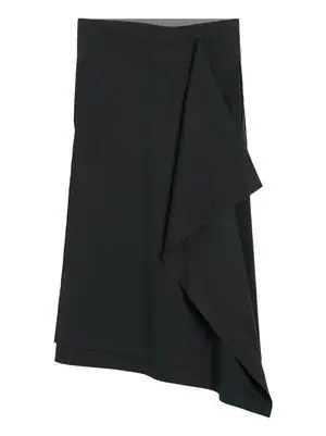 Ami Asymmetrical Wrap Midi Skirt - Black
