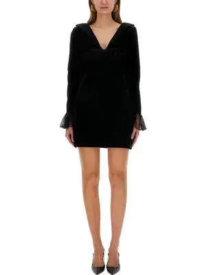 Nina Ricci Lace-trimmed Mini Dress - Black