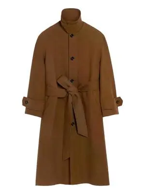 Ami Belted Wool Trench Coat - Brown