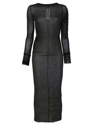 Rick Owens Ribbed Long-sleeve Midi Dress - Black
