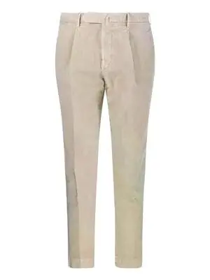 SANTANIELLO Corduroy Pleated Trousers - Neutrals