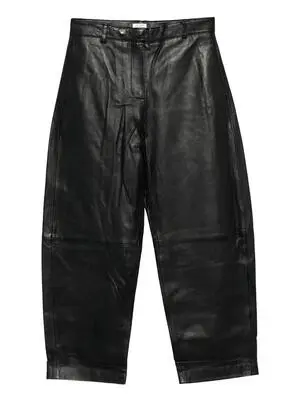 ST. AGNI Leather Straight-leg Trousers - Black