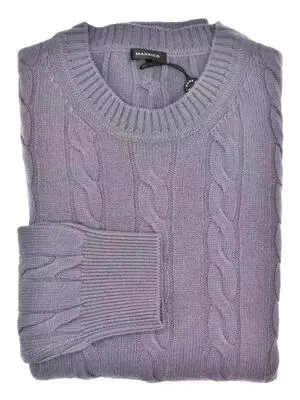 Manrico Cashmere Cable-knit Crew-neck Sweater - Purple