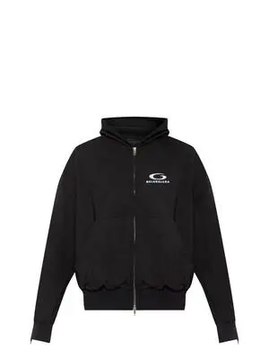 Balenciaga Zip-up Hooded Jacket - Black